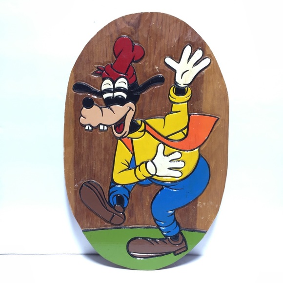Disney | Wall Decor | Vintage Handcrafted Disney Goofy Wood Folk Art ...